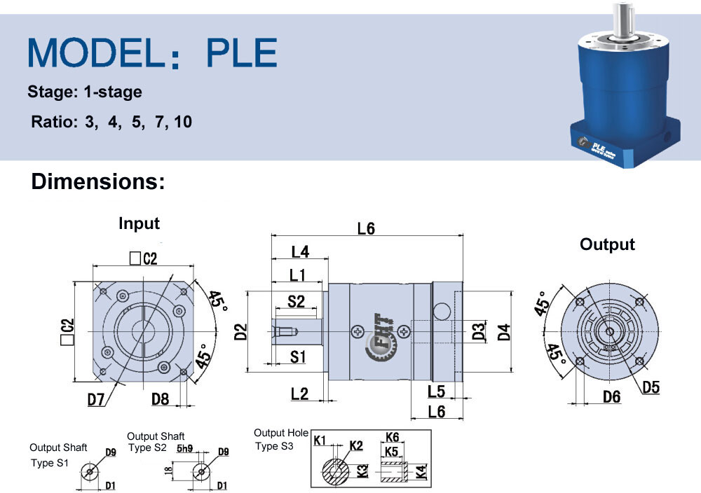 PLE Low Cost Planetary Gearboxes - Planetaryreducer.com