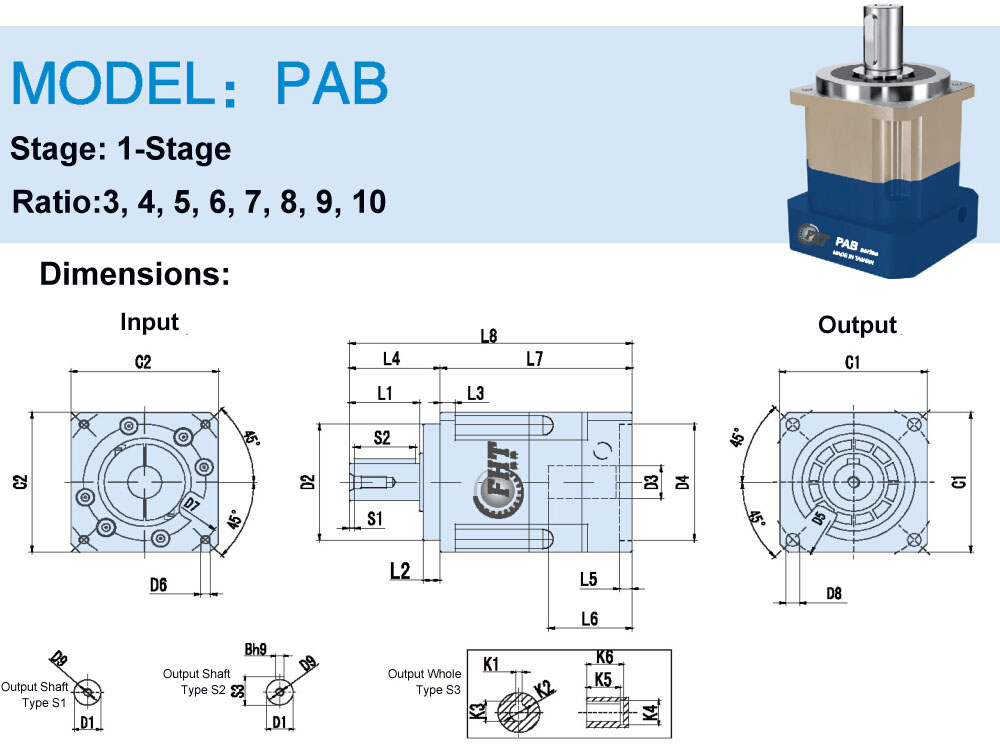 Pab Helical Gear Precision Planetary Gearbox Planetaryreducer