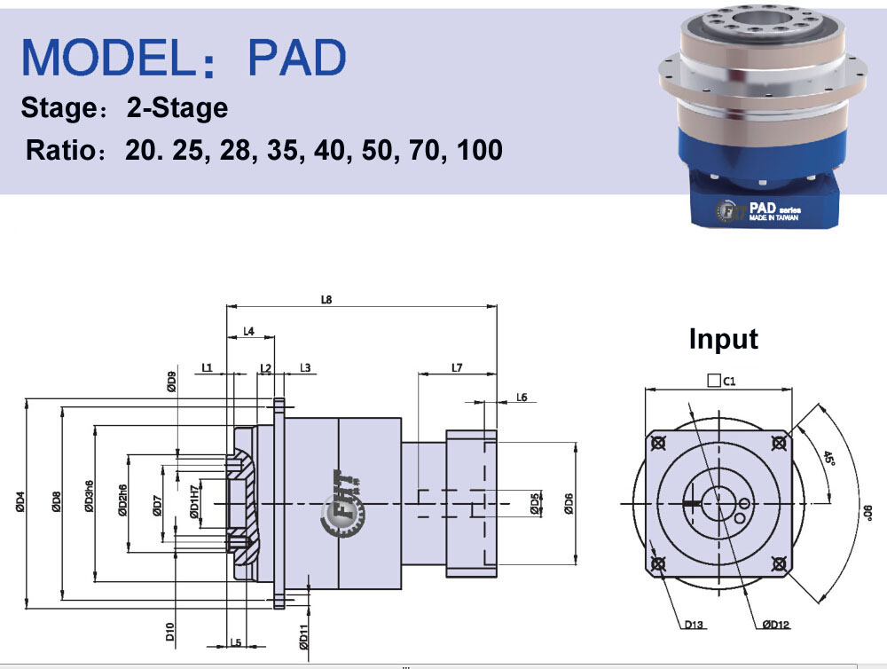 PAD High Torque Hollow shaft Flange Output Planetary Gearboxes ...